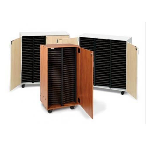 100 Slot Mobile Choral Folio Cabinet with Lockable Doors from Wenger